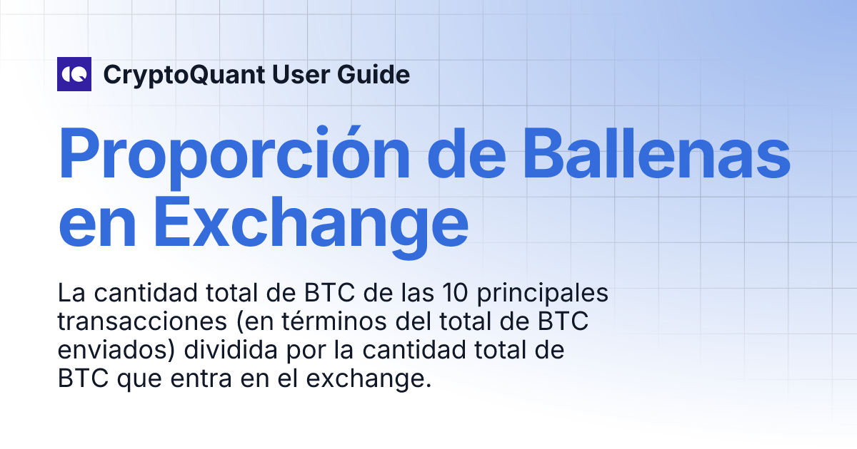 Proporción de Ballenas en Exchange | Español | CryptoQuant User Guide