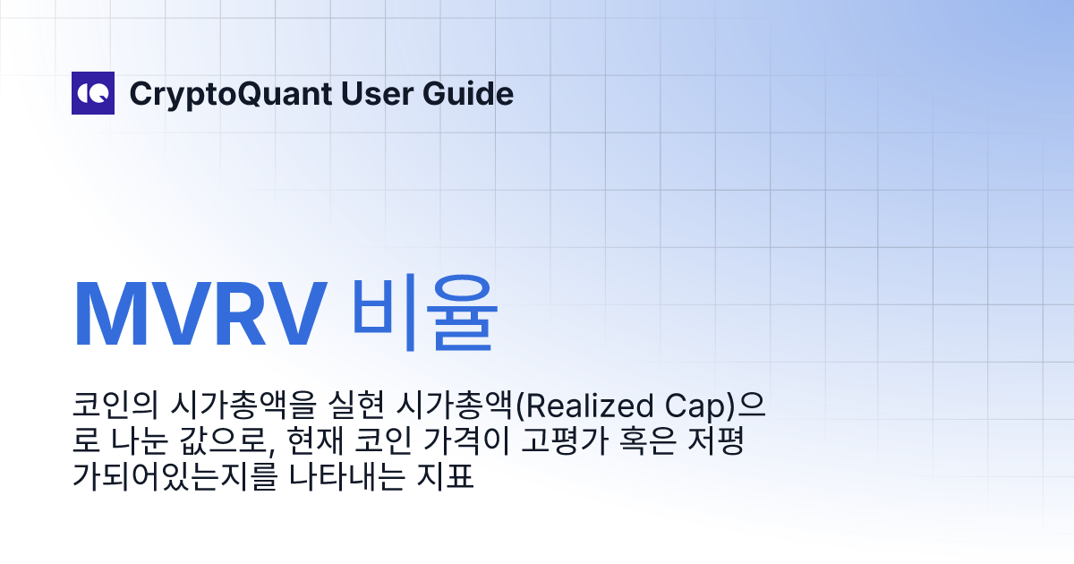 MVRV 비율 | CryptoQuant User Guide